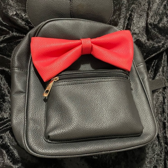 Kiss Me Couture | Bags | Disney Minnie Mouse Backpack Black Red Bow ...